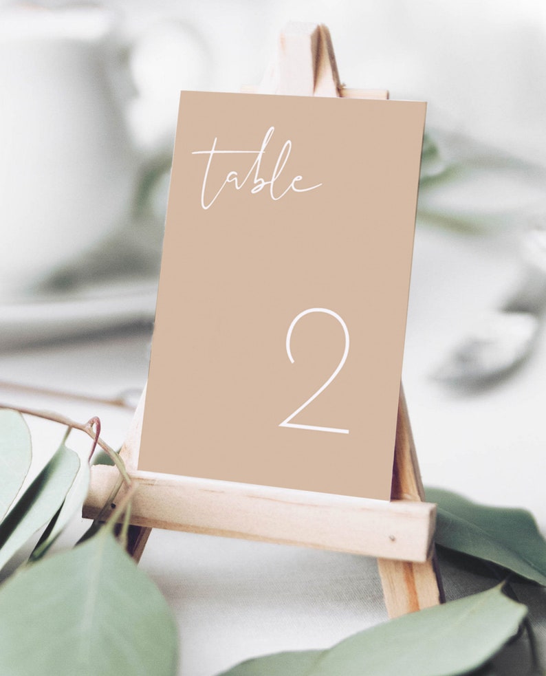Beige Wedding Table Number Template, Minimalist Wedding Table Number ...