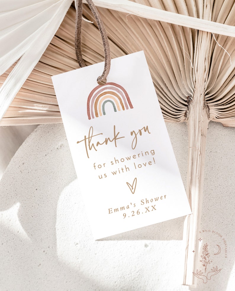 Rainbow Thank You Tags Baby Shower Favor Tag Editable - Etsy