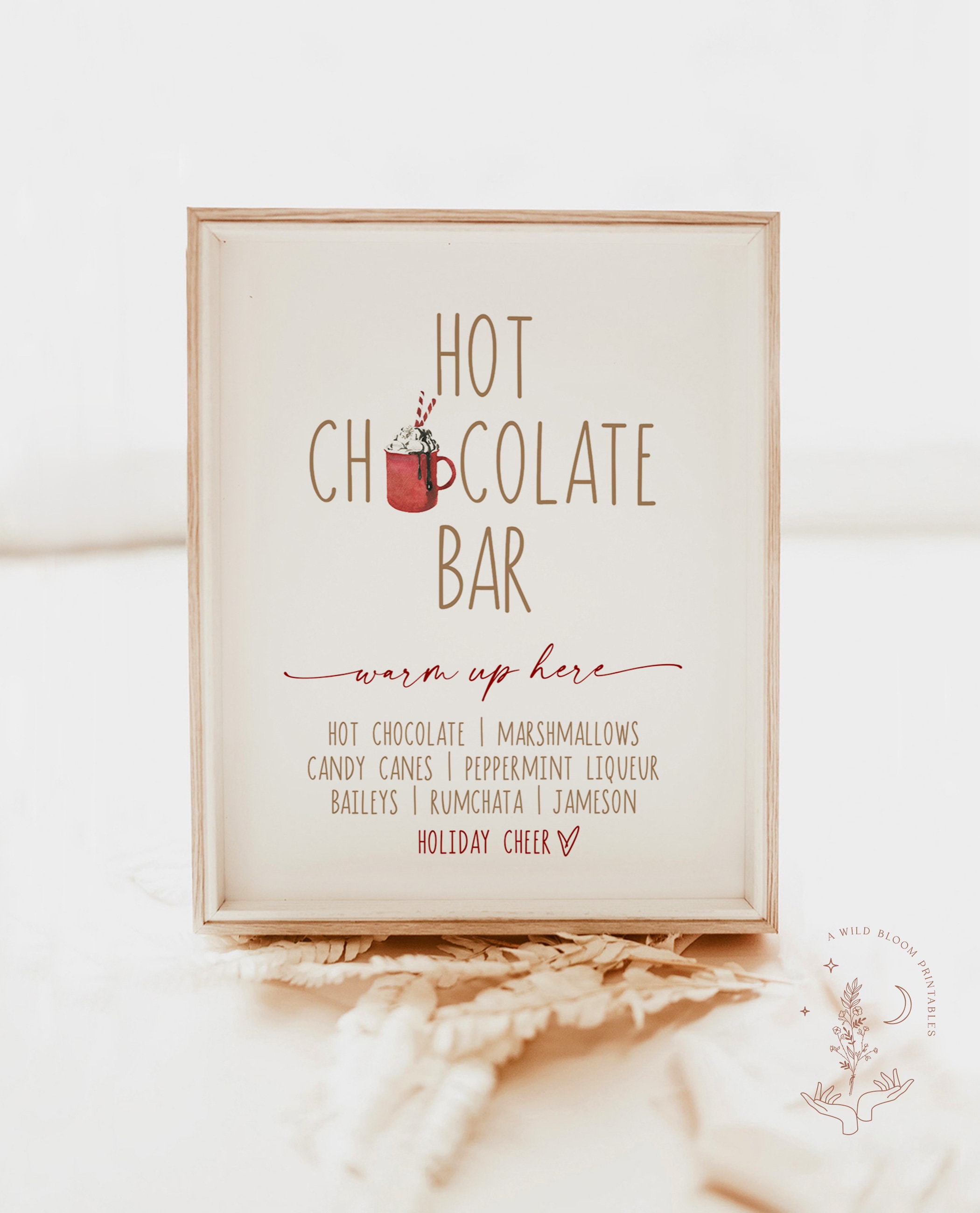 Hot Chocolate Bar Menu Sign Holiday Party Sign Hot | Etsy