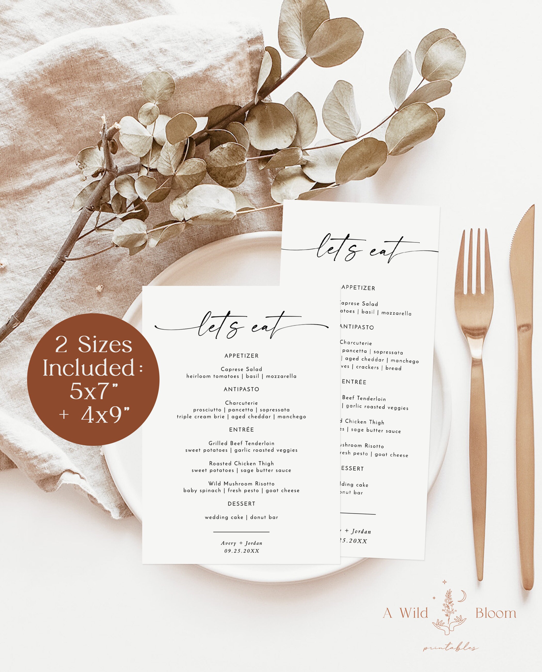 Modern Wedding Dinner Menu Minimalist Wedding Menu Wedding - Etsy