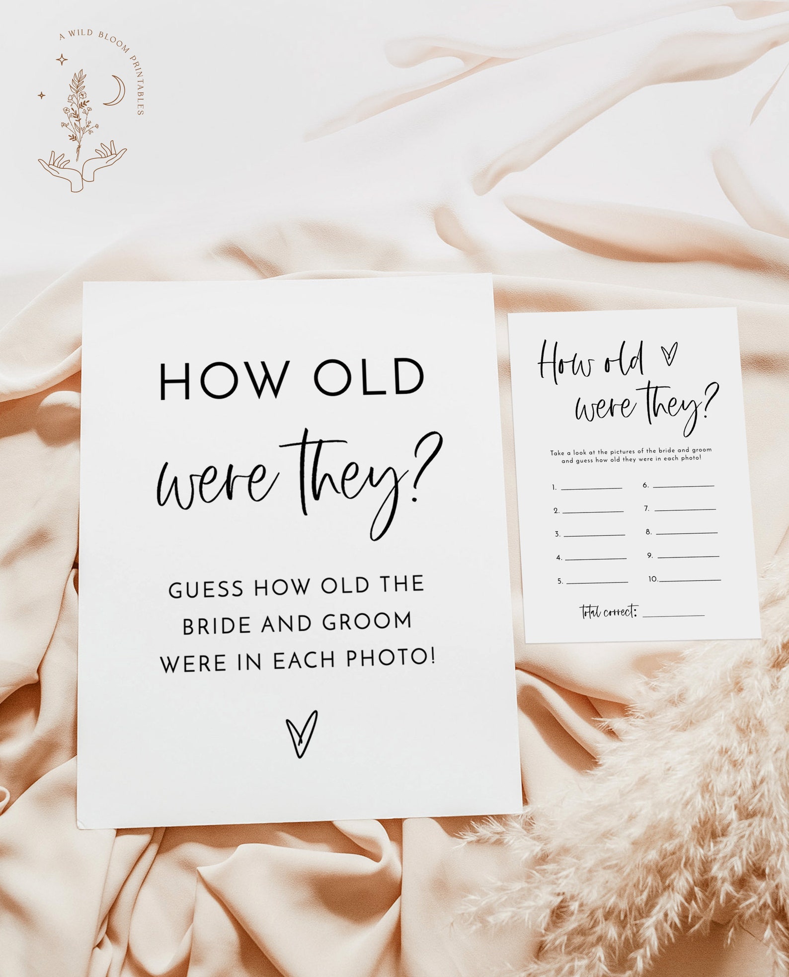 How Old Were the Bride and Groom Game, Guess, Minimalist Bridal Shower ...