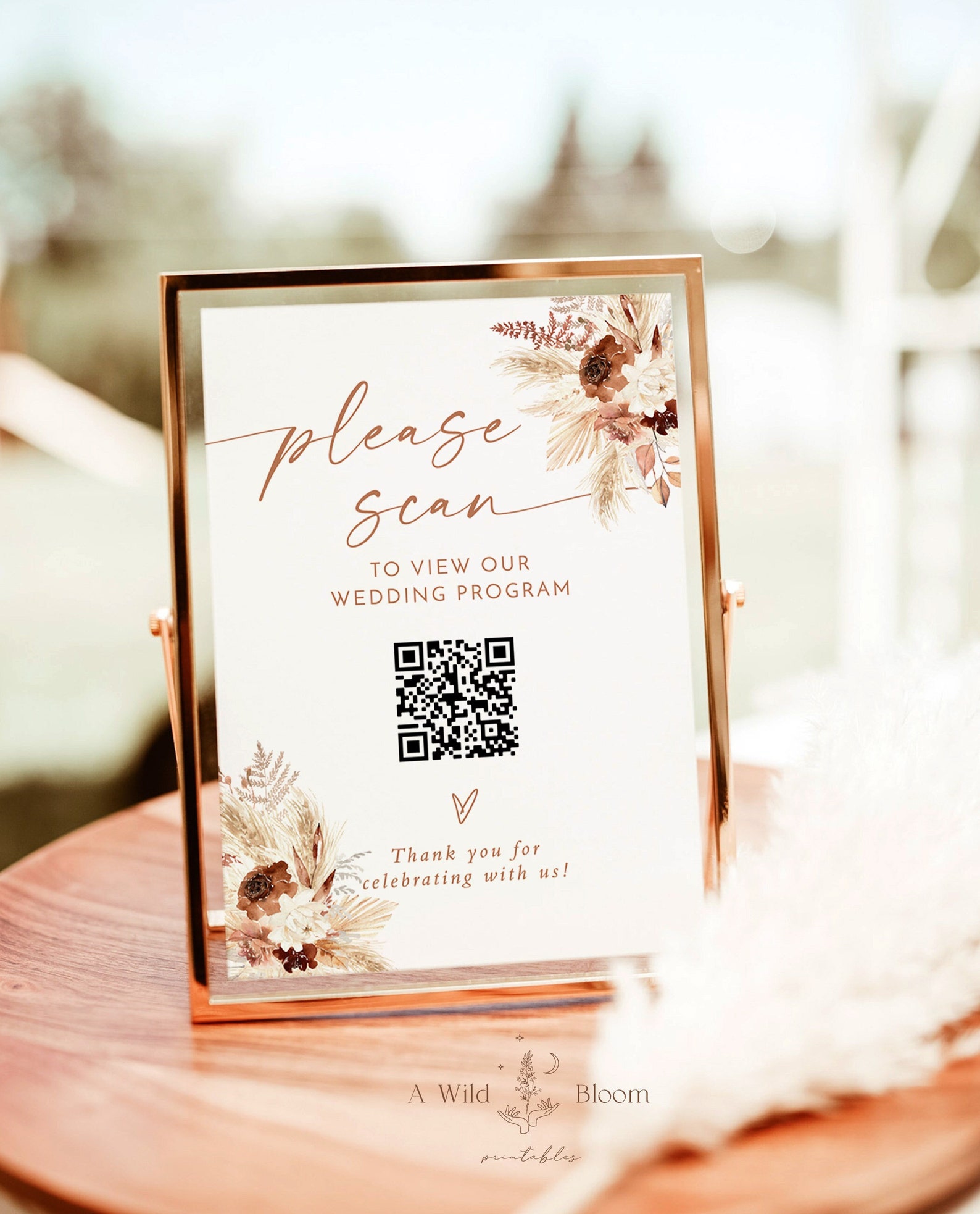 wedding-program-qr-code-sign-fall-wedding-qr-code-etsy