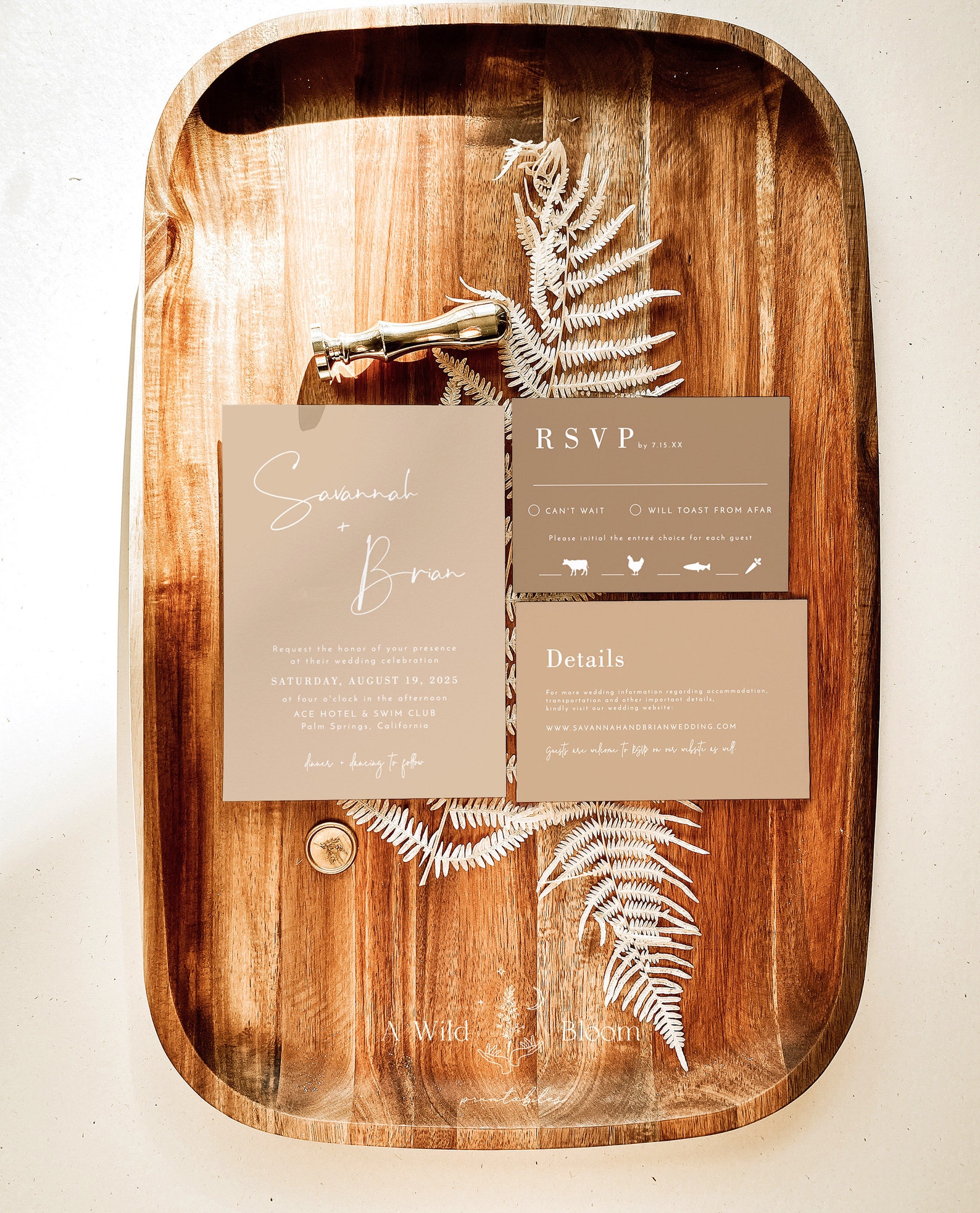 Beige Modern Wedding Invitation Suite Template Minimalist | Etsy