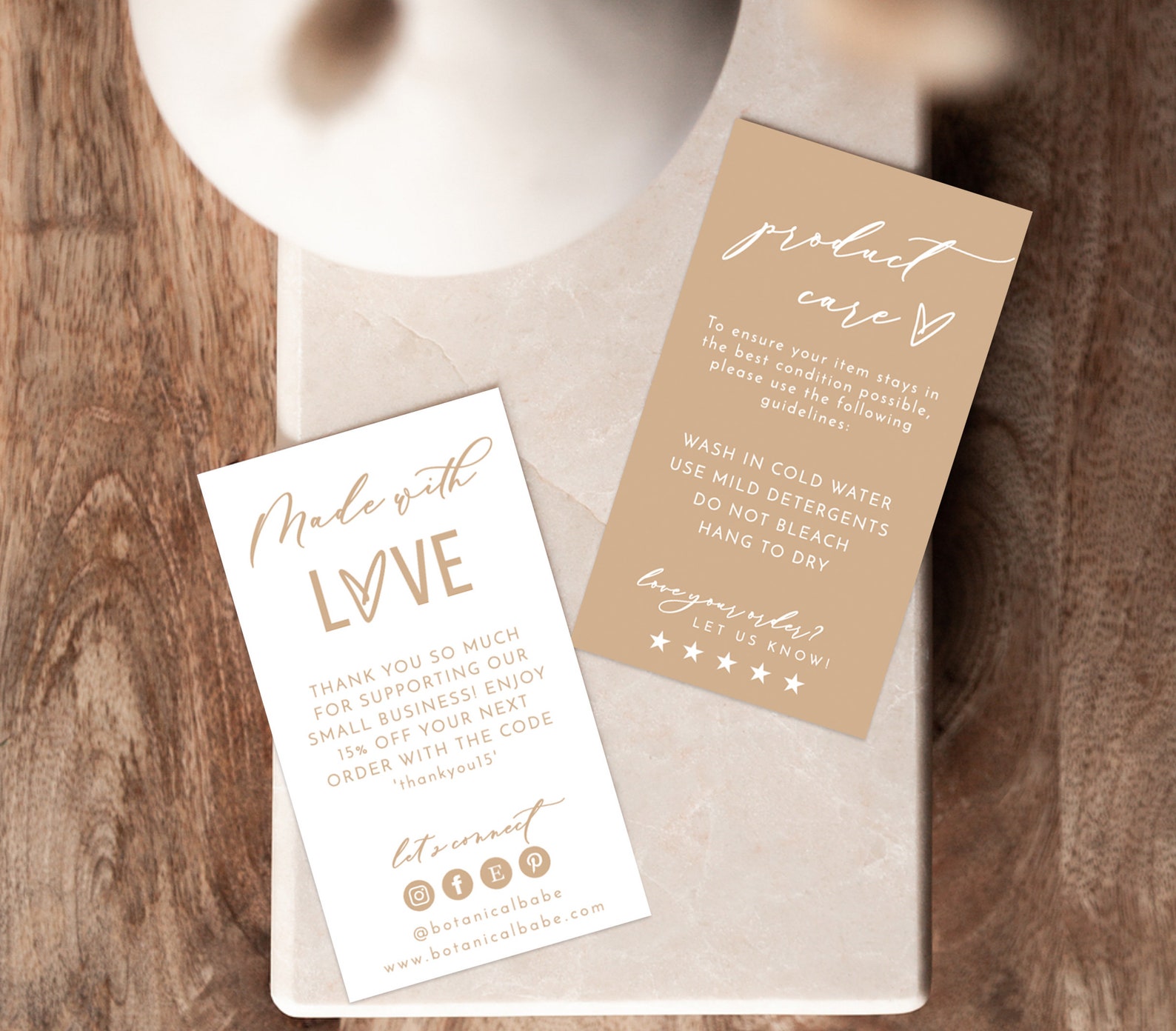 Made With Love Care Card Small Business Care Card Editable | Etsy