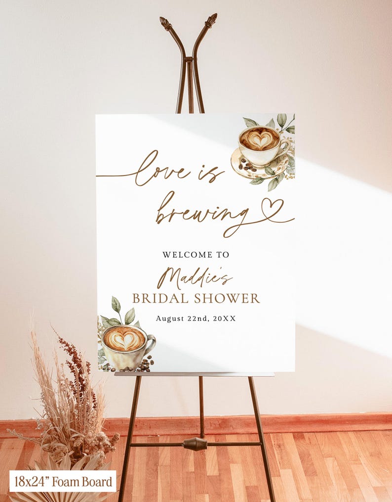 PRINTED + SHIPPED | Love is Brewing Bridal Shower Welcome Sign ...
