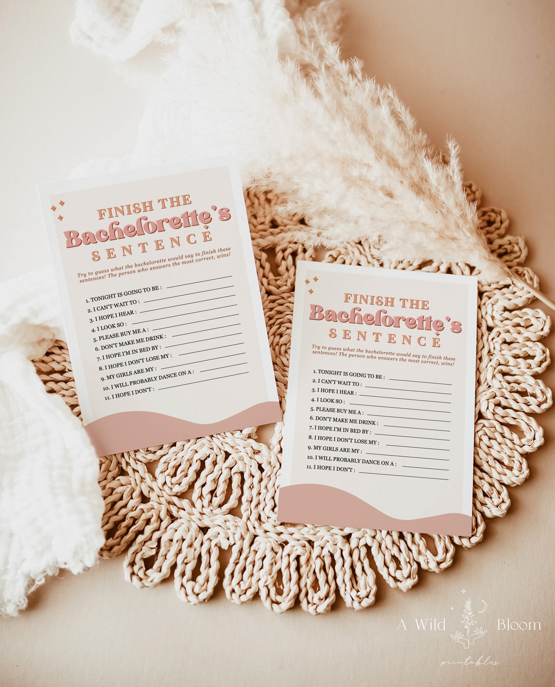 Retro Finish the Sentence Game Fun Bachelorette Party Game - Etsy