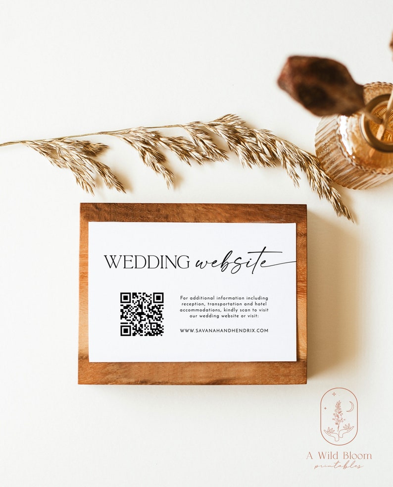 QR Code Wedding Website Card Minimalist Wedding Insert - Etsy