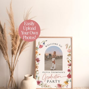 Minimalist Graduation Welcome Sign, Wildflower Graduation Party Welcome ...