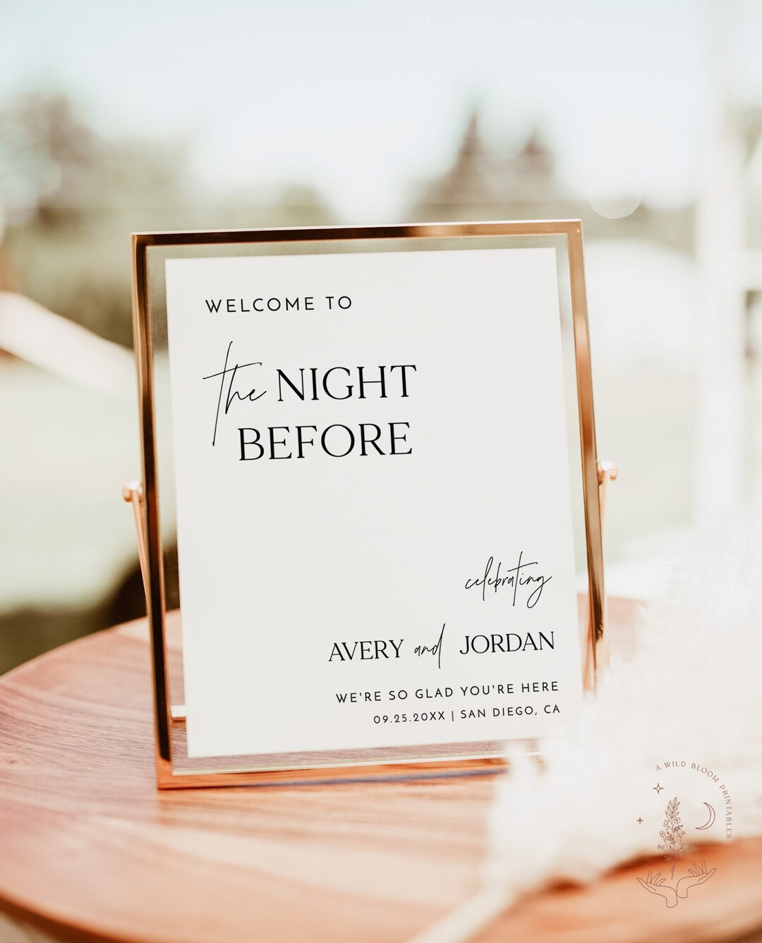 The Night Before Welcome Sign, Minimalist Rehearsal Dinner, Modern ...