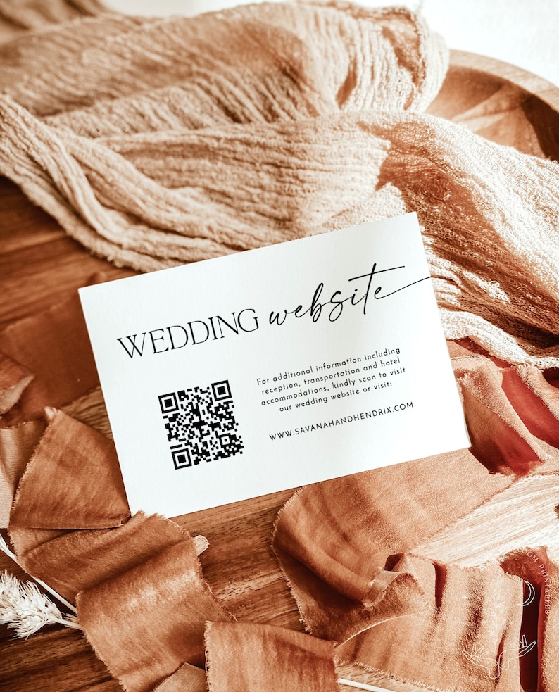 QR Code Wedding Website Card Minimalist Wedding Insert - Etsy