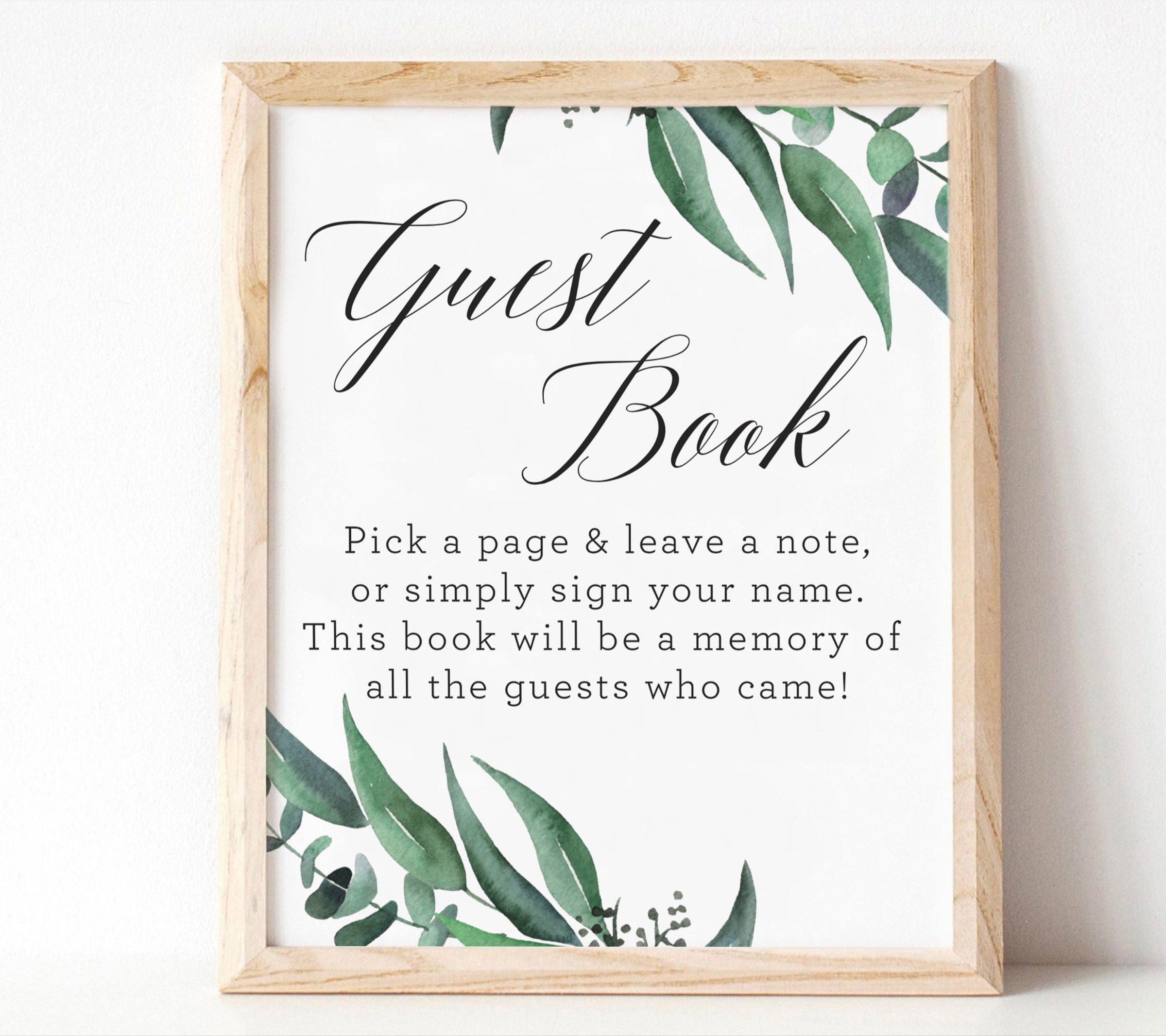 Printable Guest Book Sign Eucalyptus Watercolor Baby Shower | Etsy