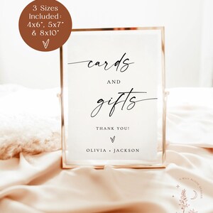 Cards and Gifts Sign Template, Modern Minimalist Wedding Sign, Wedding ...