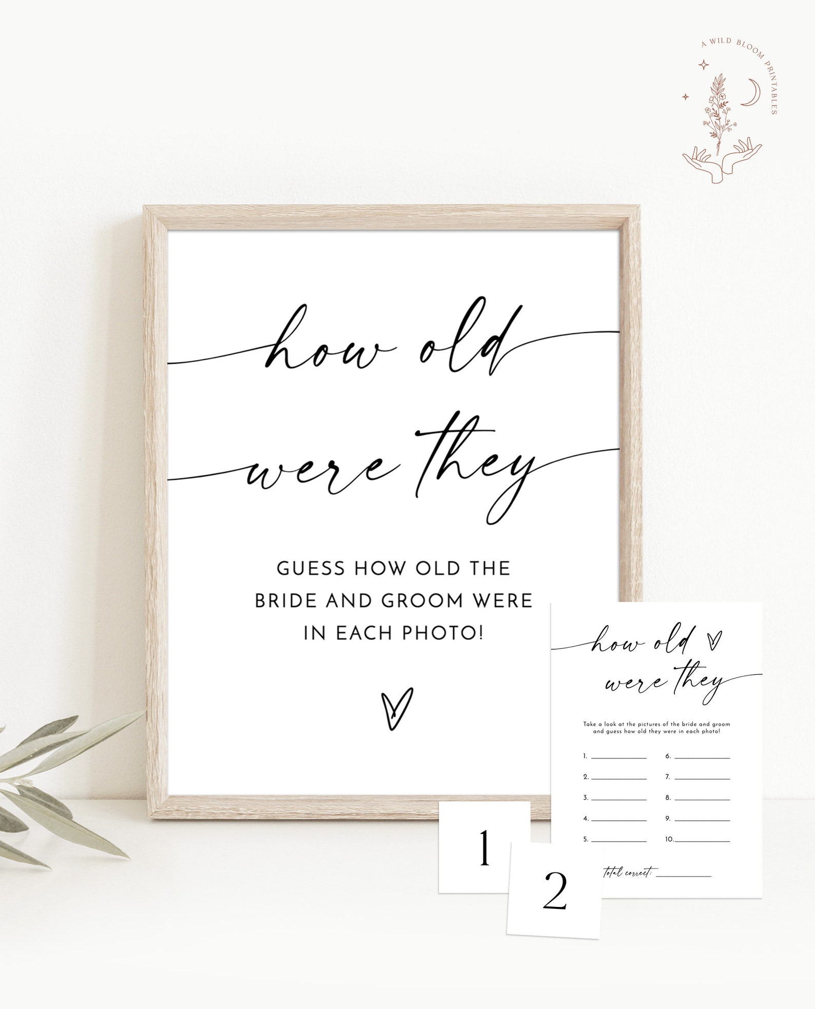 How Old Were the Bride and Groom Game, Guess, Minimalist Bridal Shower ...