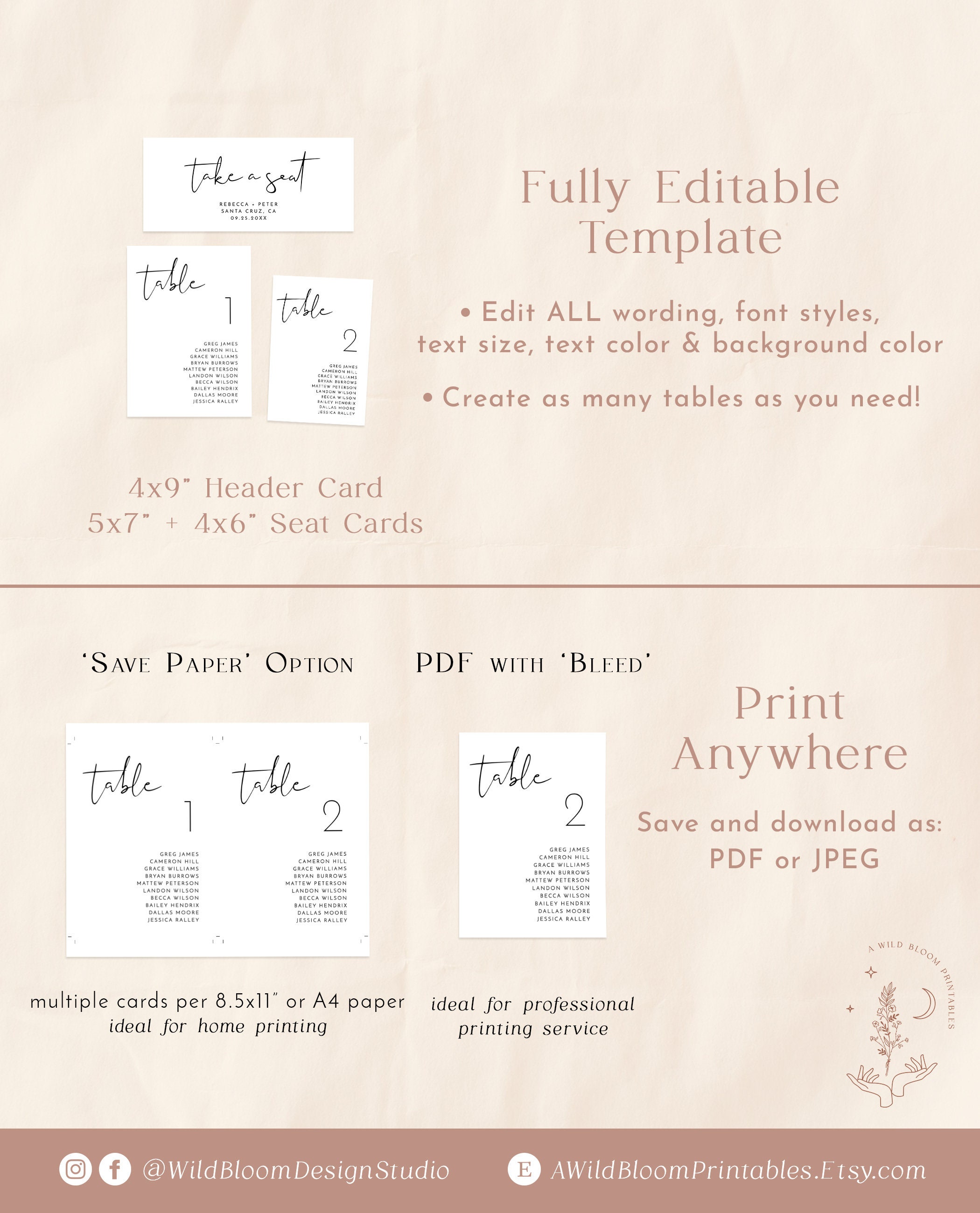 Wedding Seating Cards Minimalist Wedding Seating Chart - Etsy