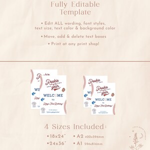 Baseball Birthday Party Welcome Sign, Rookie of the Year Welcome Sign ...