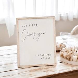 Printed + Shipped but First Champagne Sign, Modern Minimalist Wedding ...
