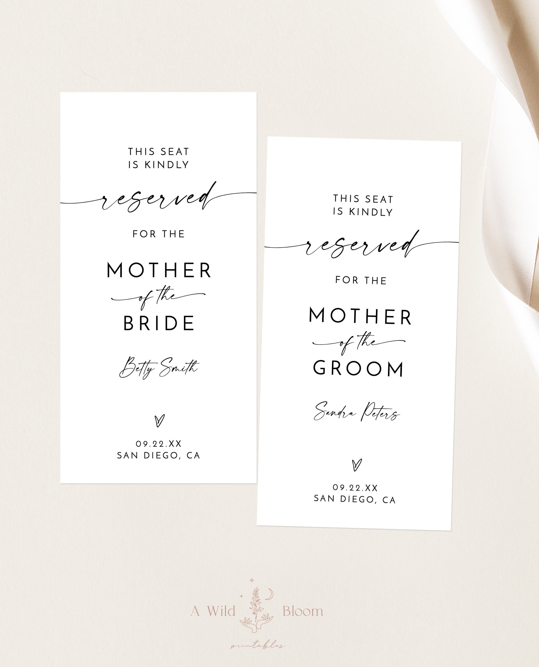 Reserved Chair Tags Minimalist Reserved Tag Modern Wedding - Etsy
