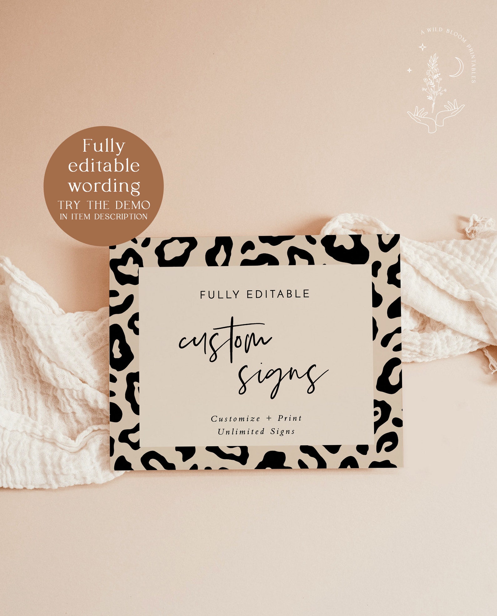 Leopard Print Customizable Signage, Animal Custom Sign, Cheetah ...