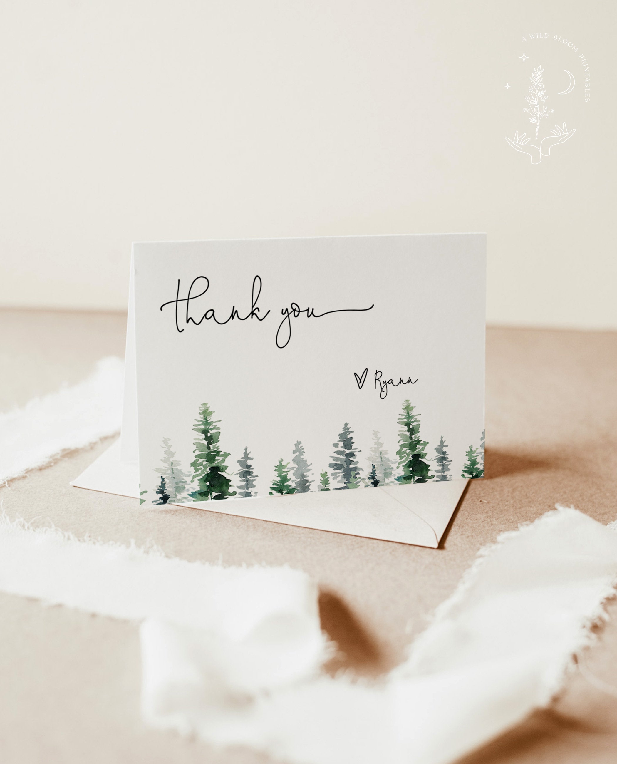 Winter Thank You Card Template Editable Thank You Cards - Etsy