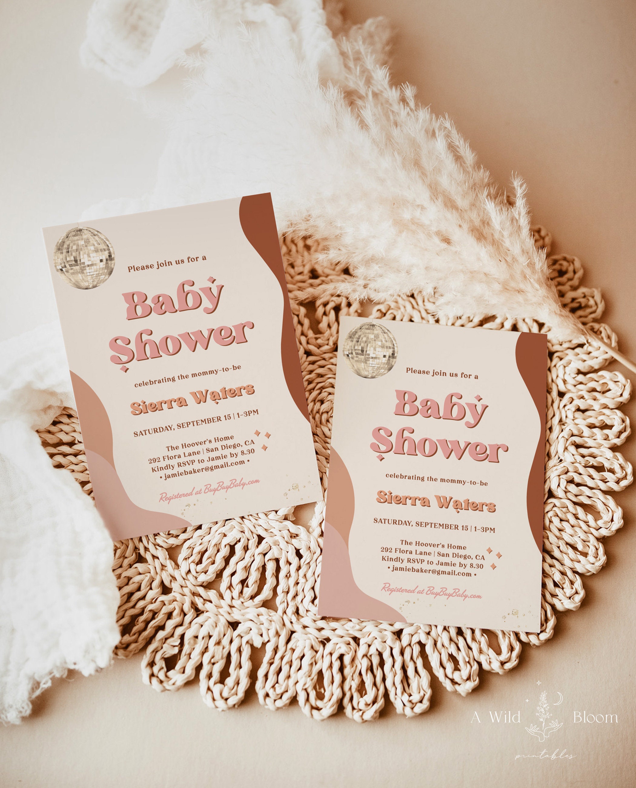 Retro Baby Shower Invite, 70s Baby Shower, Disco Baby Shower, Groovy ...