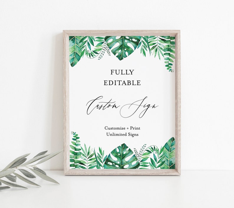 Tropical Custom Wedding Sign Template Editable Tropical Baby | Etsy