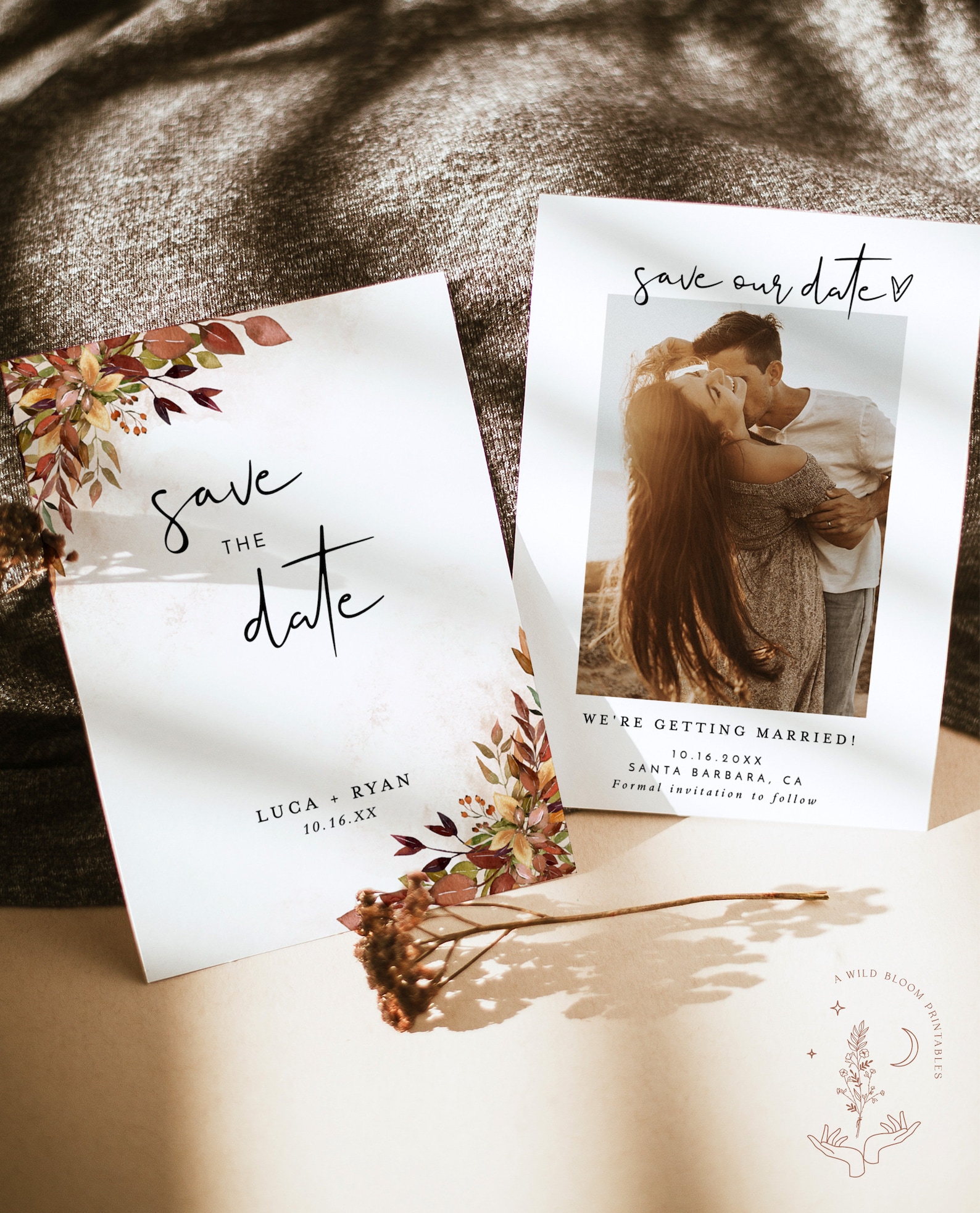 Fall Photo Save the Date Template Rustic Save the Date - Etsy