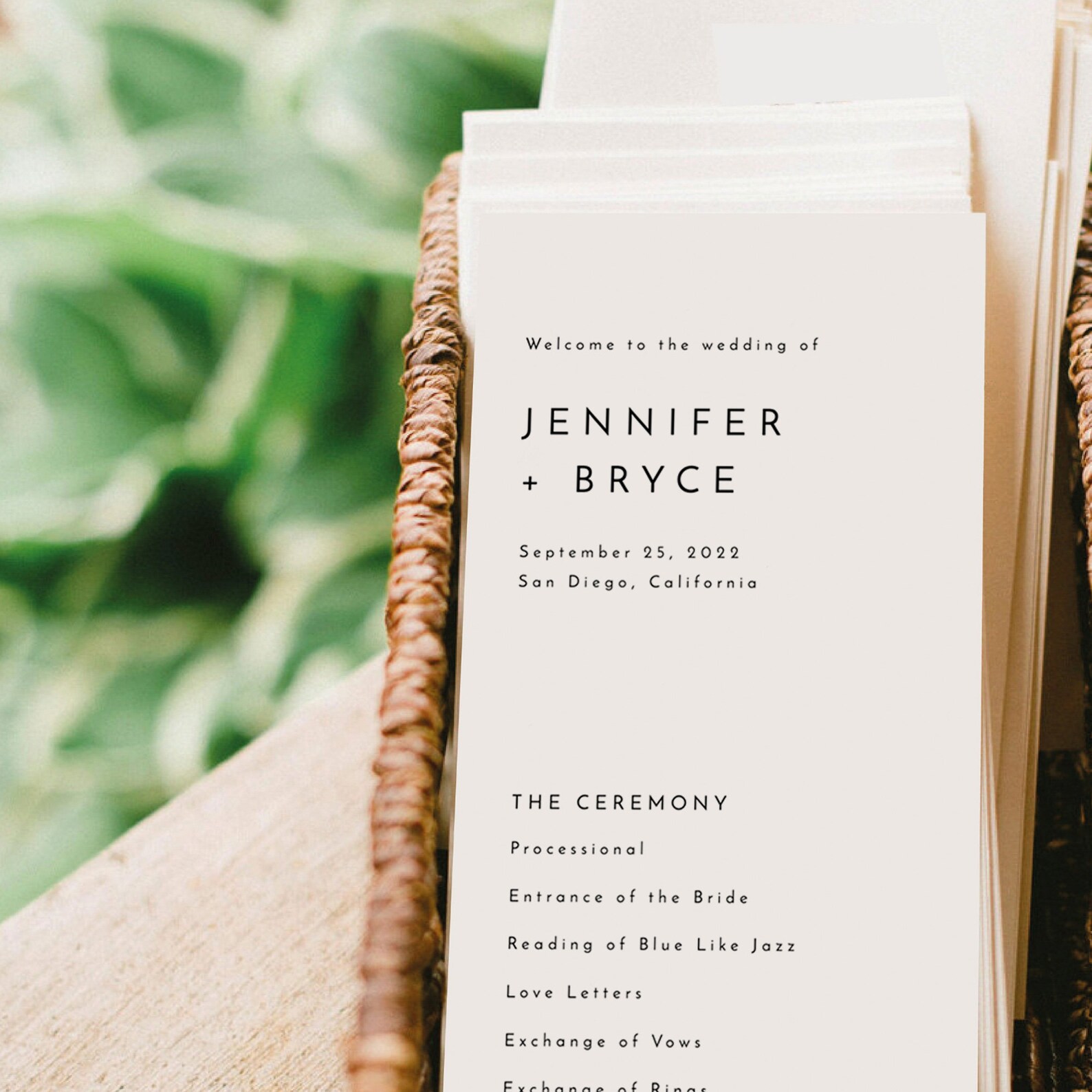 Minimalist Wedding Program Template Printable Order of | Etsy