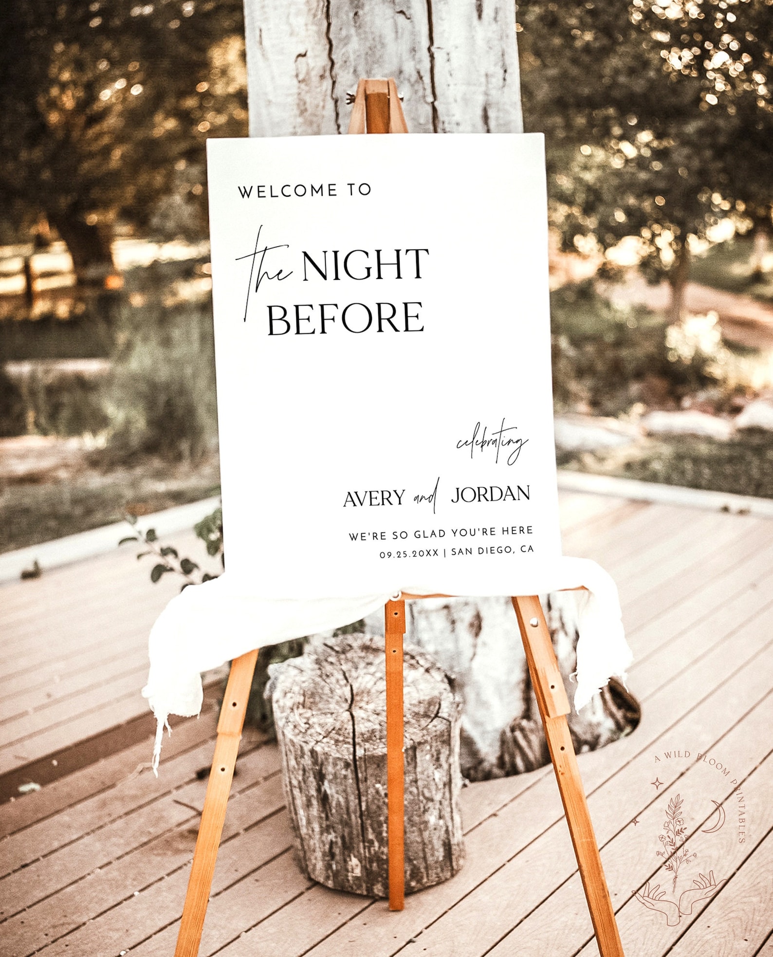 The Night Before Welcome Sign, Modern Wedding Rehearsal Welcome Sign ...