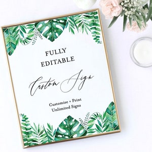 Tropical Custom Wedding Sign Template Editable Tropical Baby - Etsy