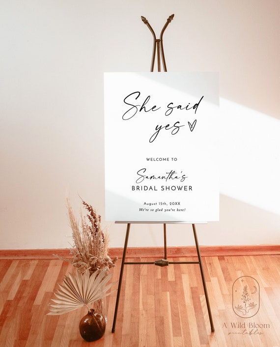 Modern Minimalist Bridal Shower Welcome Sign She Said Yes - Etsy