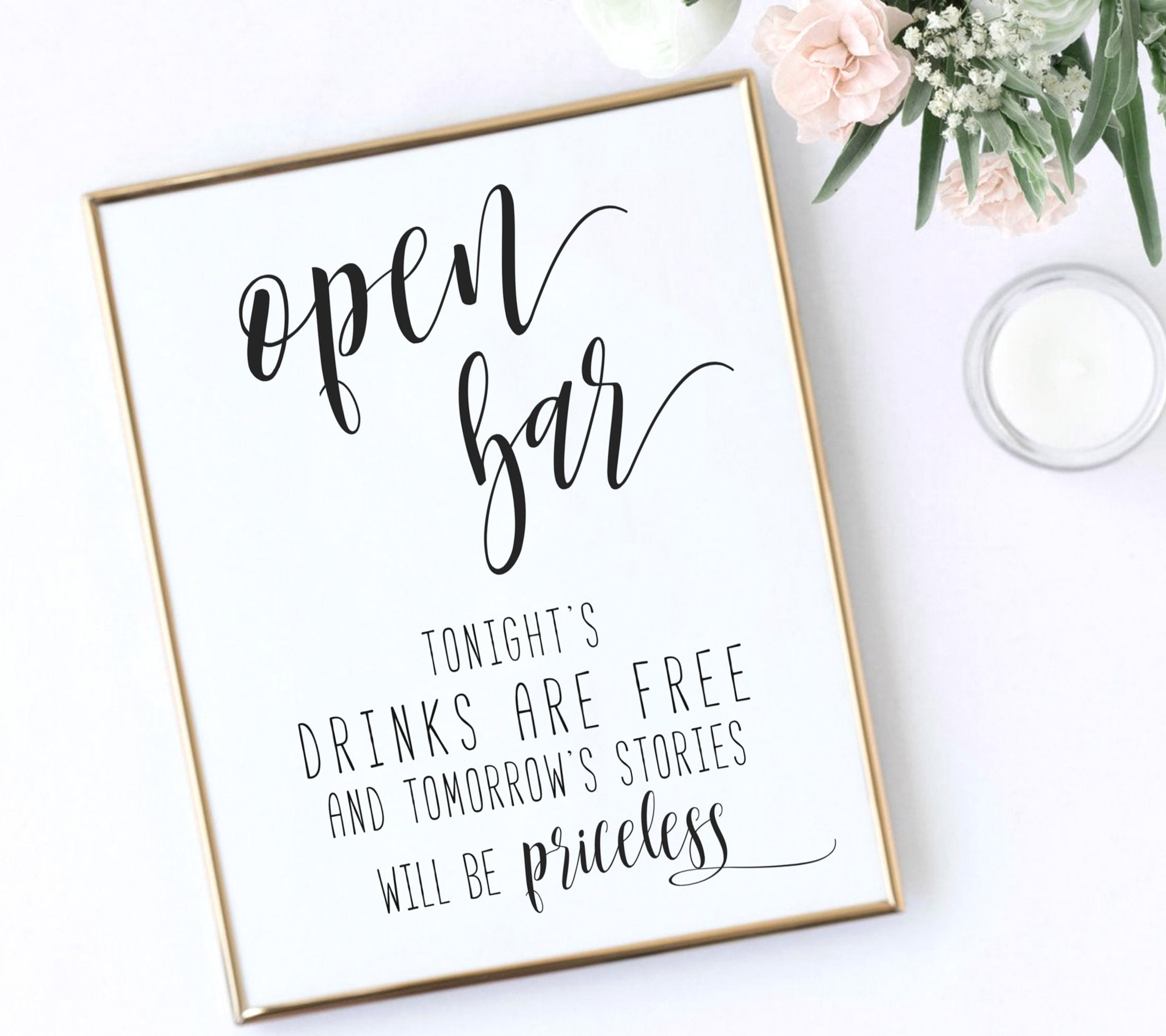 Printable Open Bar Sign, Tonight's Drinks Are Free and Tomorrow's ...