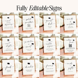 Graduation Party Sign Bundle, Modern Minimalist Graduation Table Signs ...