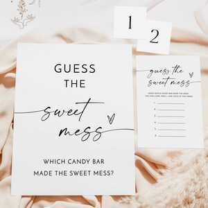 Guess the Sweet Mess Game, Dirty Diaper Game, Candy Bar Baby Shower ...