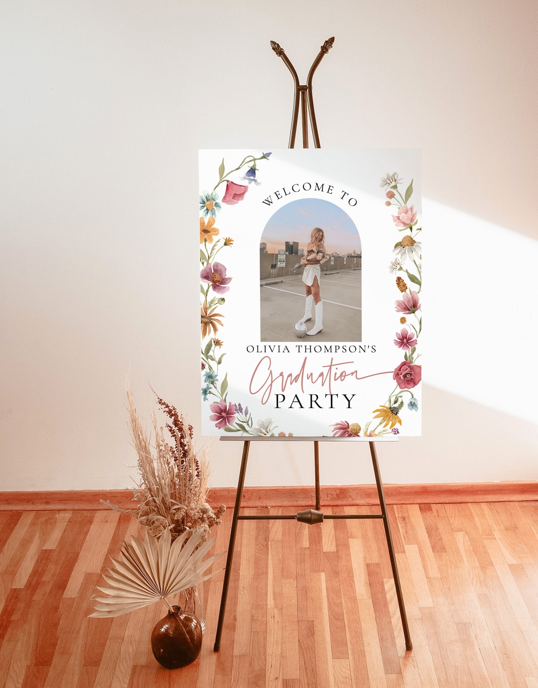 Minimalist Graduation Welcome Sign, Wildflower Graduation Party Welcome ...