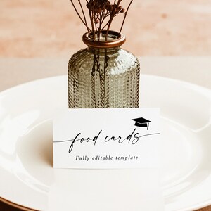 Graduation Party Food Cards, Modern Graduation Party Buffet Cards ...