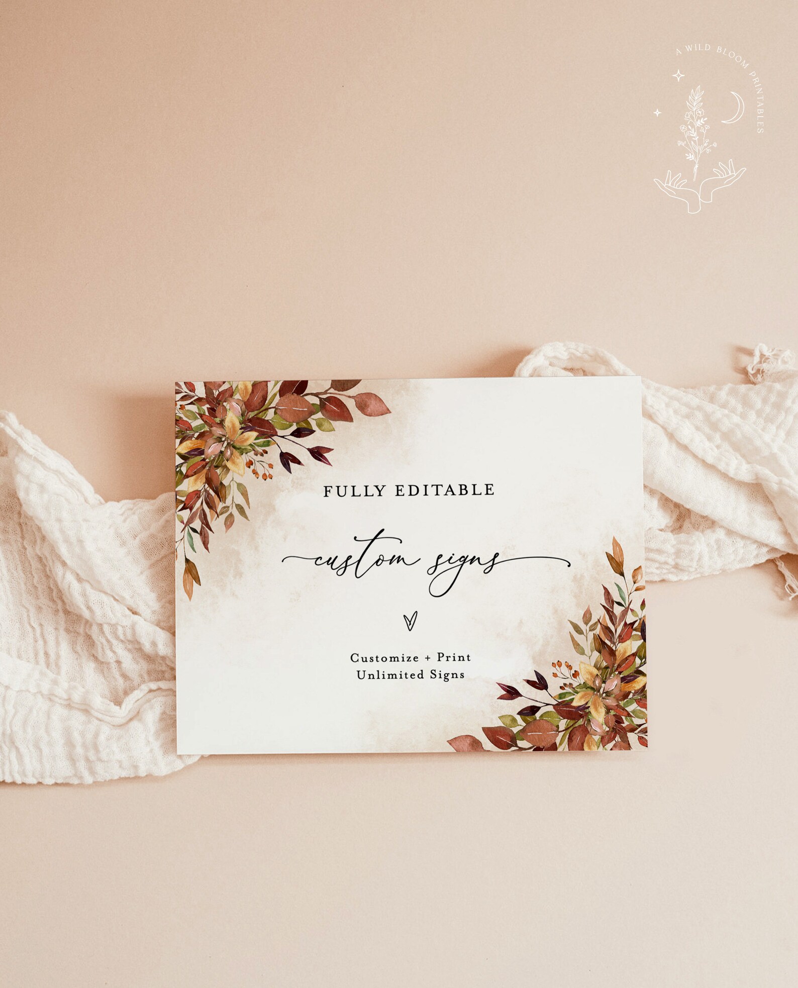 Rustic Fall Wedding Sign Template Autumn Wedding Custom Sign - Etsy