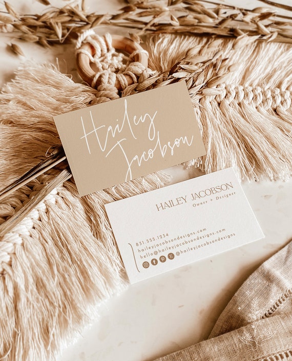 Beige Small Business Card Boutique Business Card Template | Etsy