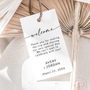 Welcome Tag Template, Minimalist Welcome Tag, Wedding Welcome Bag Tag ...