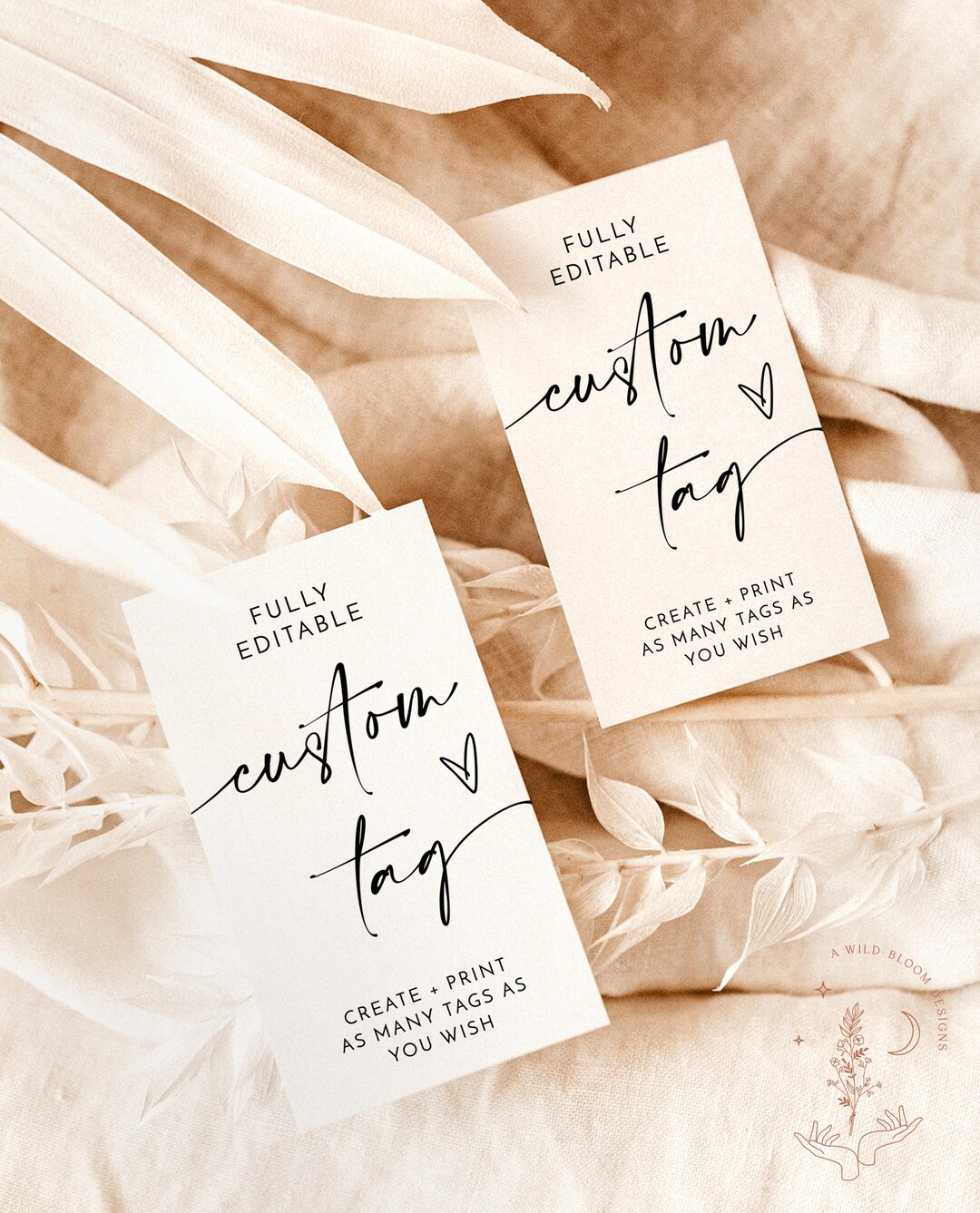 Editable Tag Template, Minimalist Welcome Tag Template, Modern Boho ...