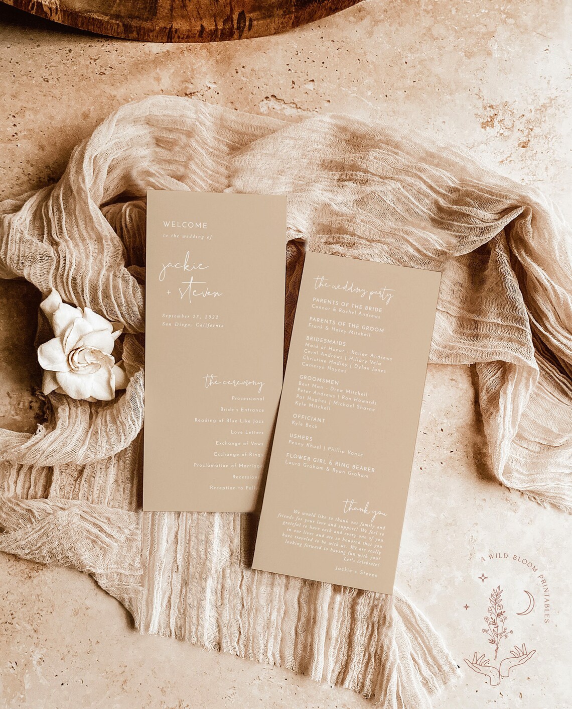 Minimalist Wedding Program Template Printable Order of - Etsy