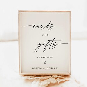 Cards and Gifts Sign Template, Modern Minimalist Wedding Sign, Wedding ...