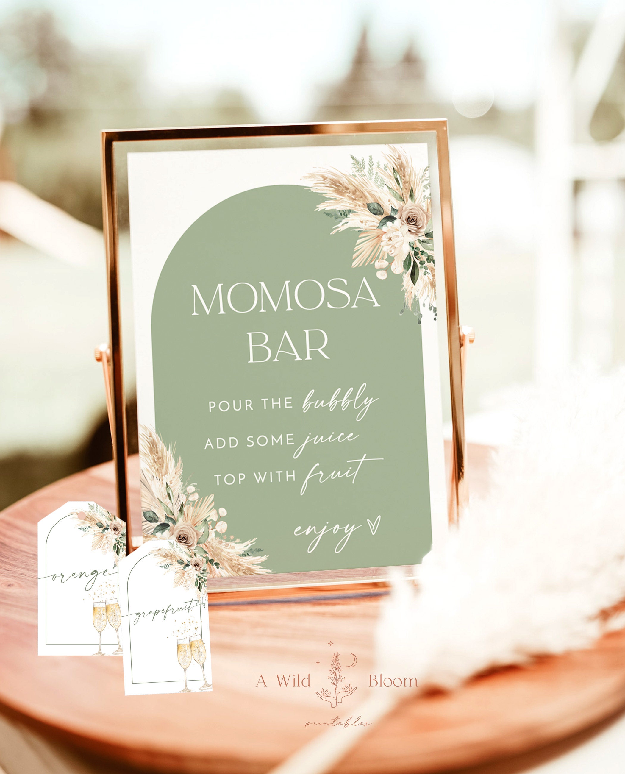Boho Momosa Bar Sign Boho Arch Mimosa Bar Pampas Grass - Etsy