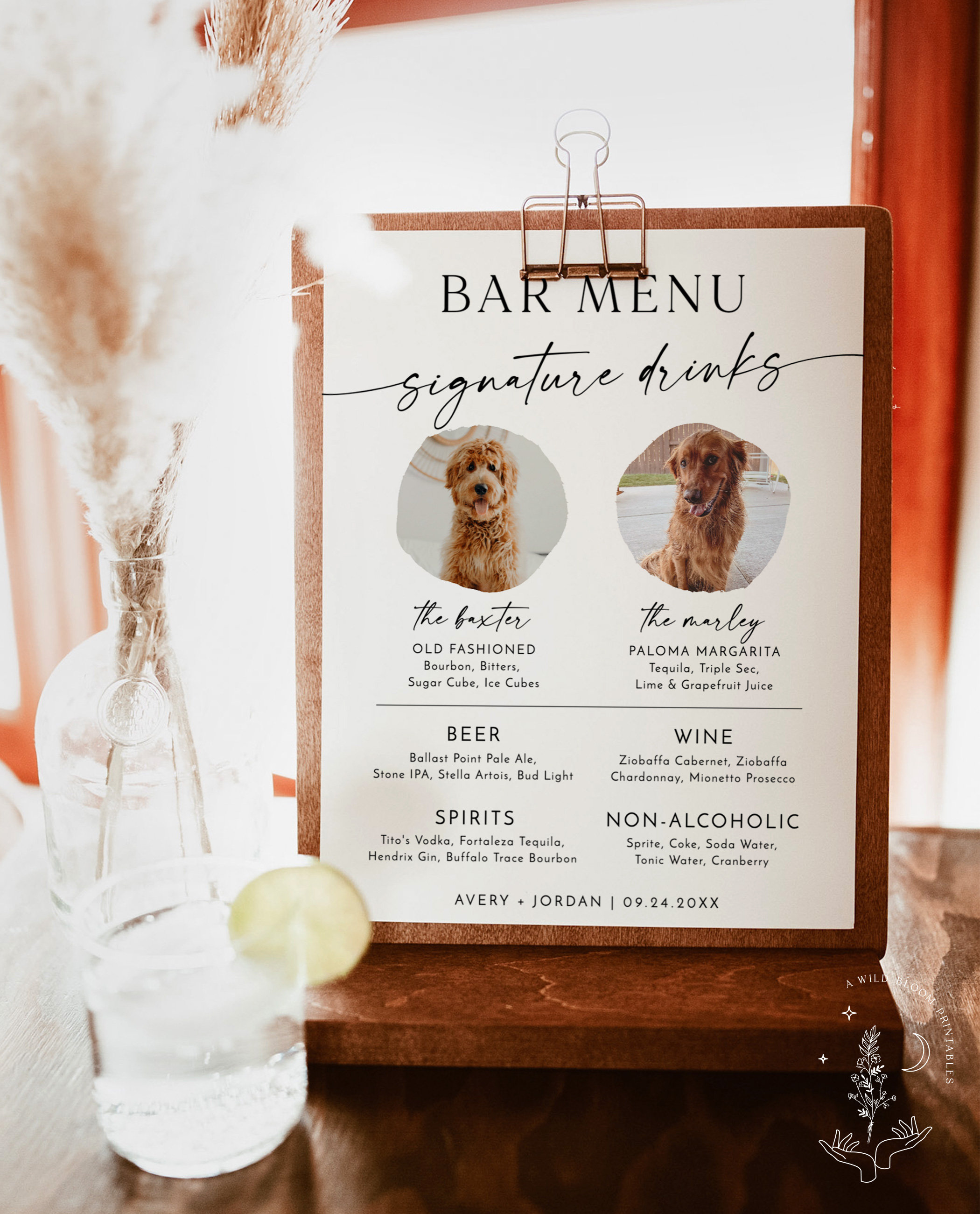Pet Signature Cocktail Sign Dog Signature Drink Sign - Etsy