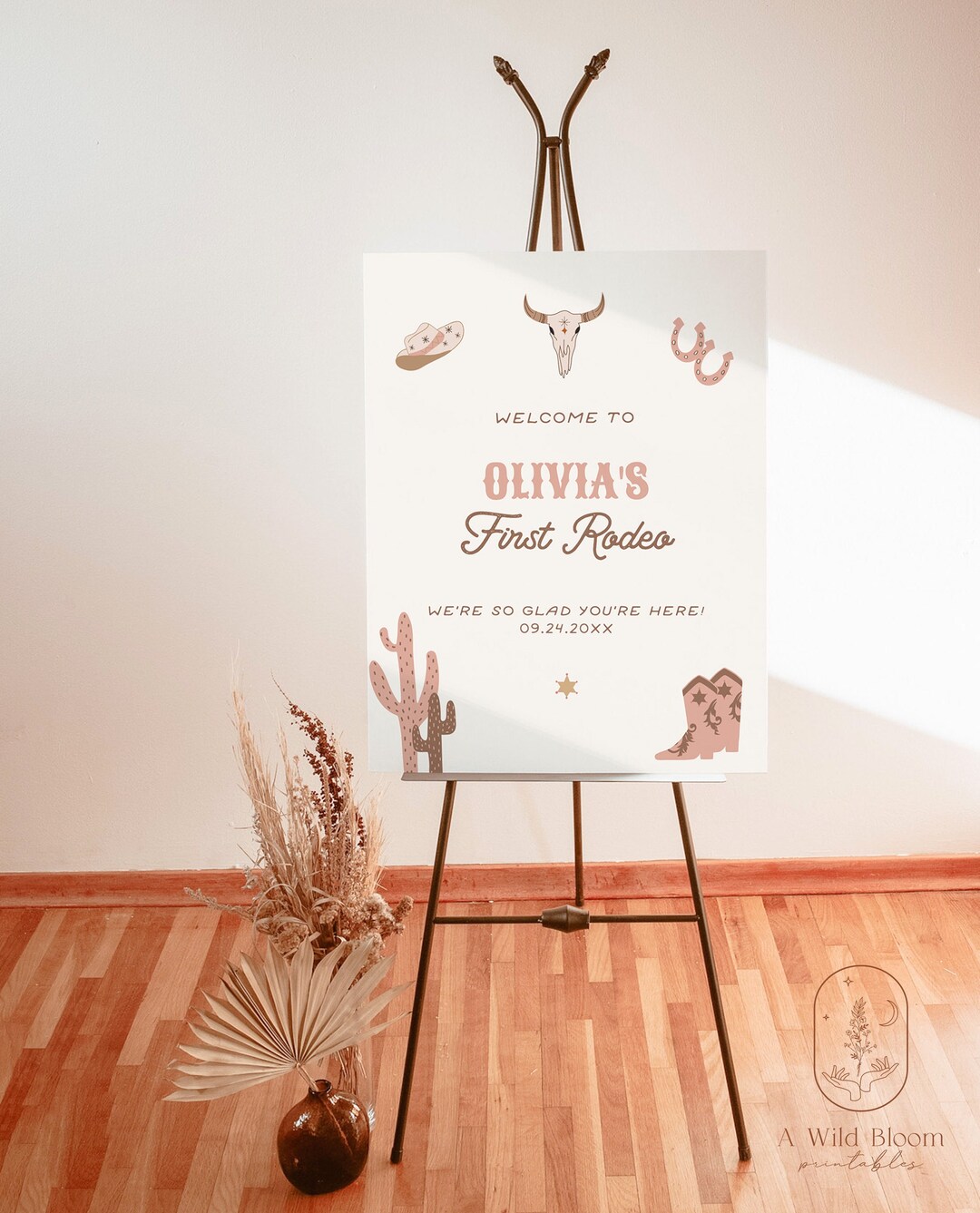 First Rodeo Birthday Party Welcome Sign, Cowgirl Birthday Welcome Sign ...