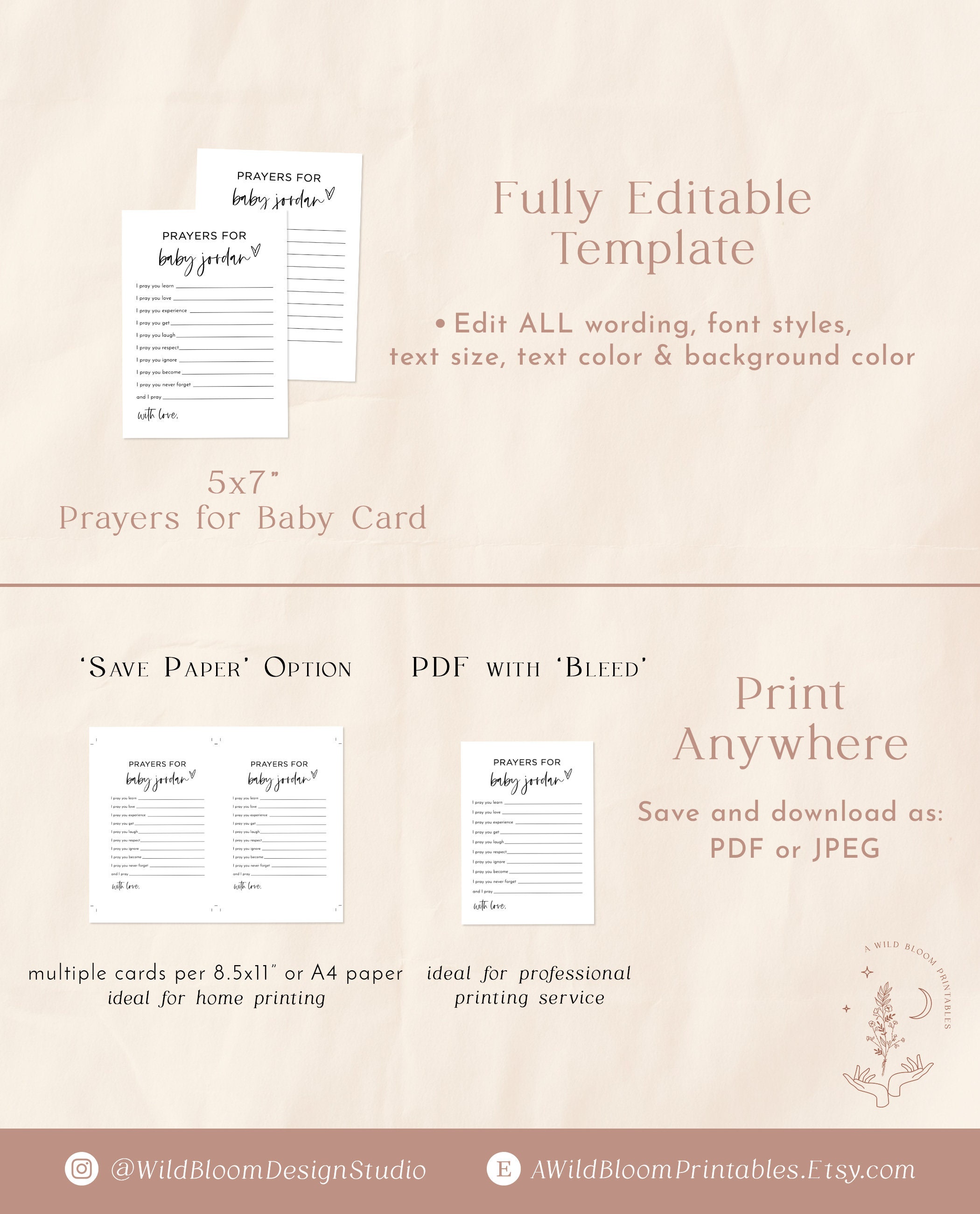 Prayers for Baby Card Gender Neutral Baby Shower - Etsy