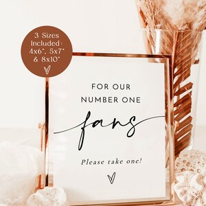 Wedding Fan Sign Template, for Our Number One Fans, Minimalist Wedding ...