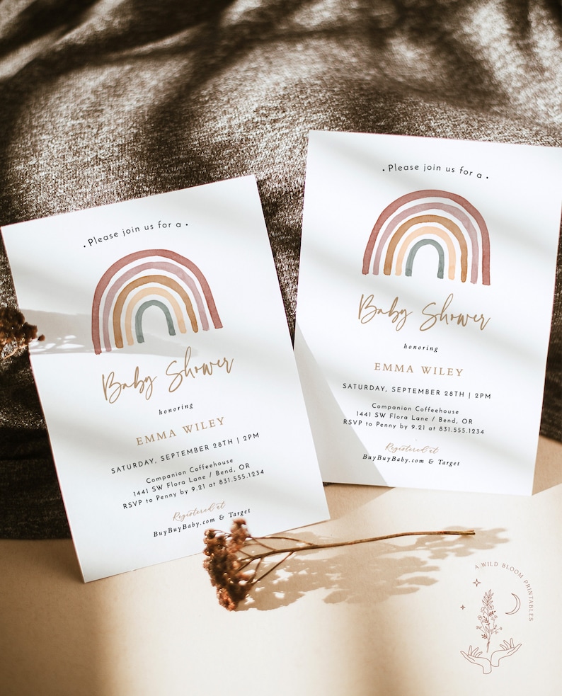 Rainbow Baby Shower Invitation Gender Neutral Shower Invite - Etsy