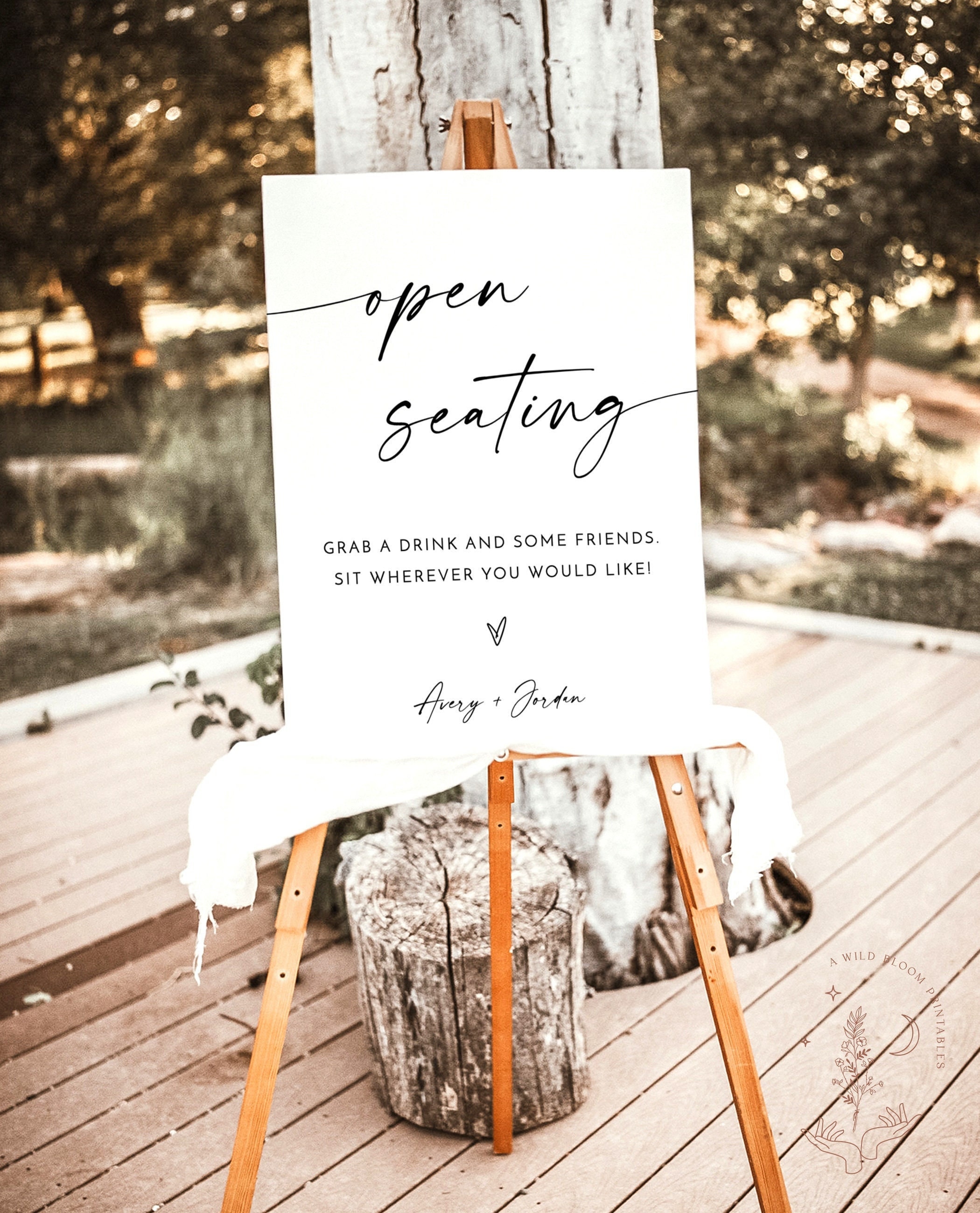 Open Seating Sign Template Modern Wedding Signage Sit - Etsy