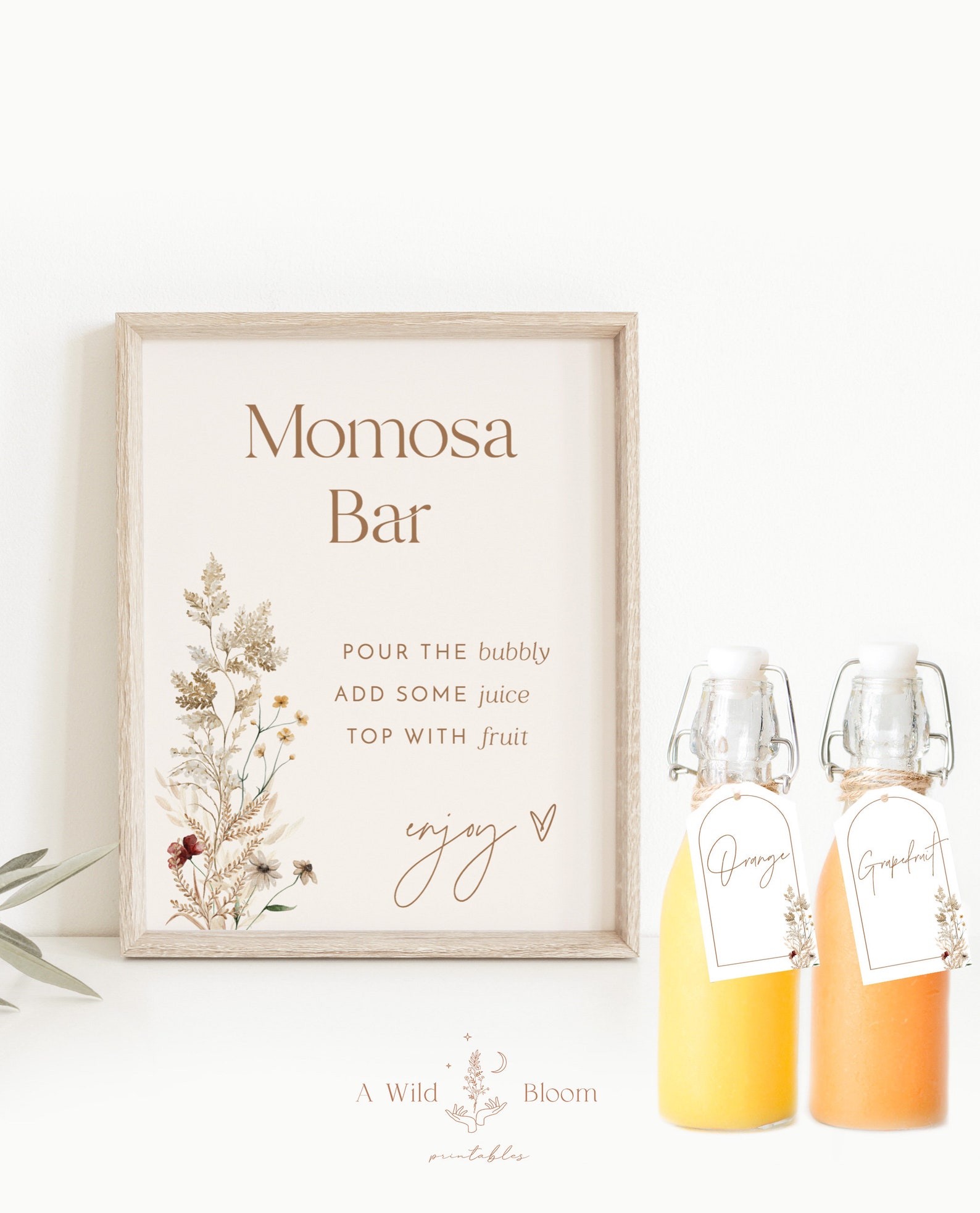 Baby Shower Mimosa Sign, Boho Momosa, Wildflower Bubbly Bar, Gender ...