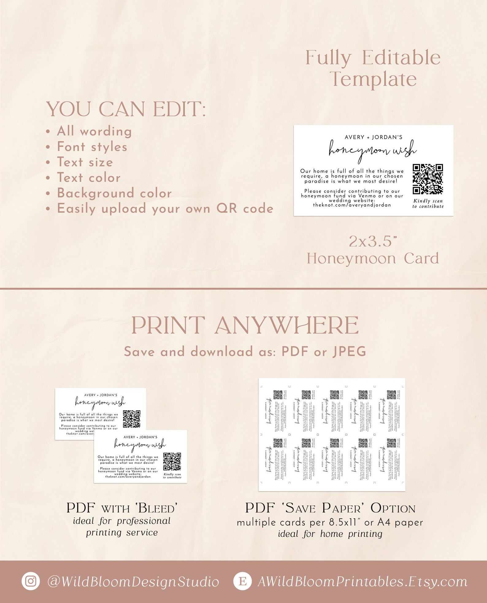 Modern Wedding Cash Card Minimalist Wedding Honeymoon Fund - Etsy